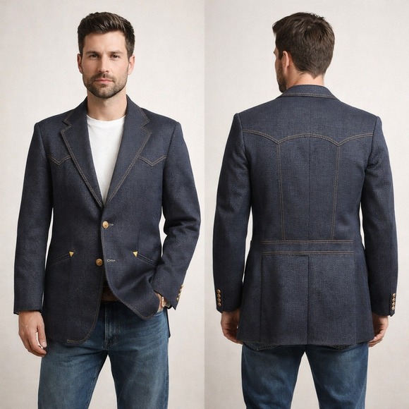 Levi's | Suits & Blazers | Vintage Levis Panatela Western Blazer Navy ...